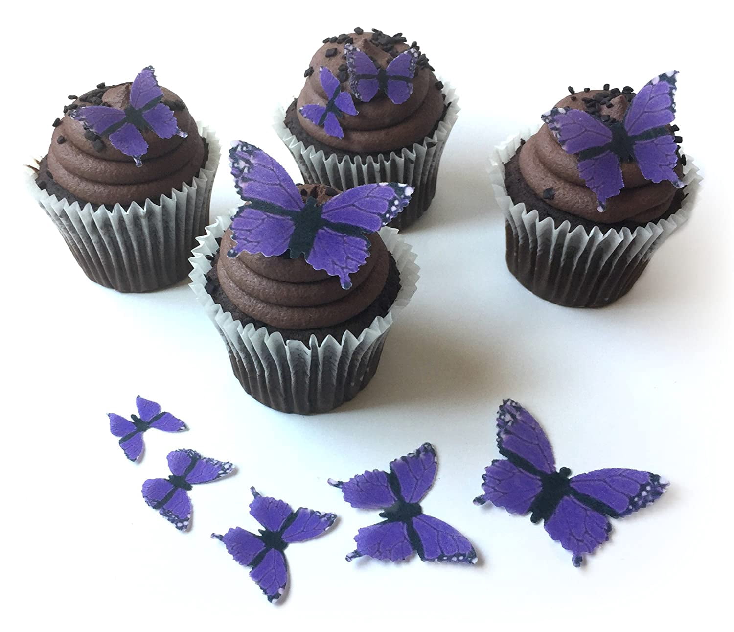 Assorted Purple Monarch Wafer Paper Butterflies 5 Different Sizes ...