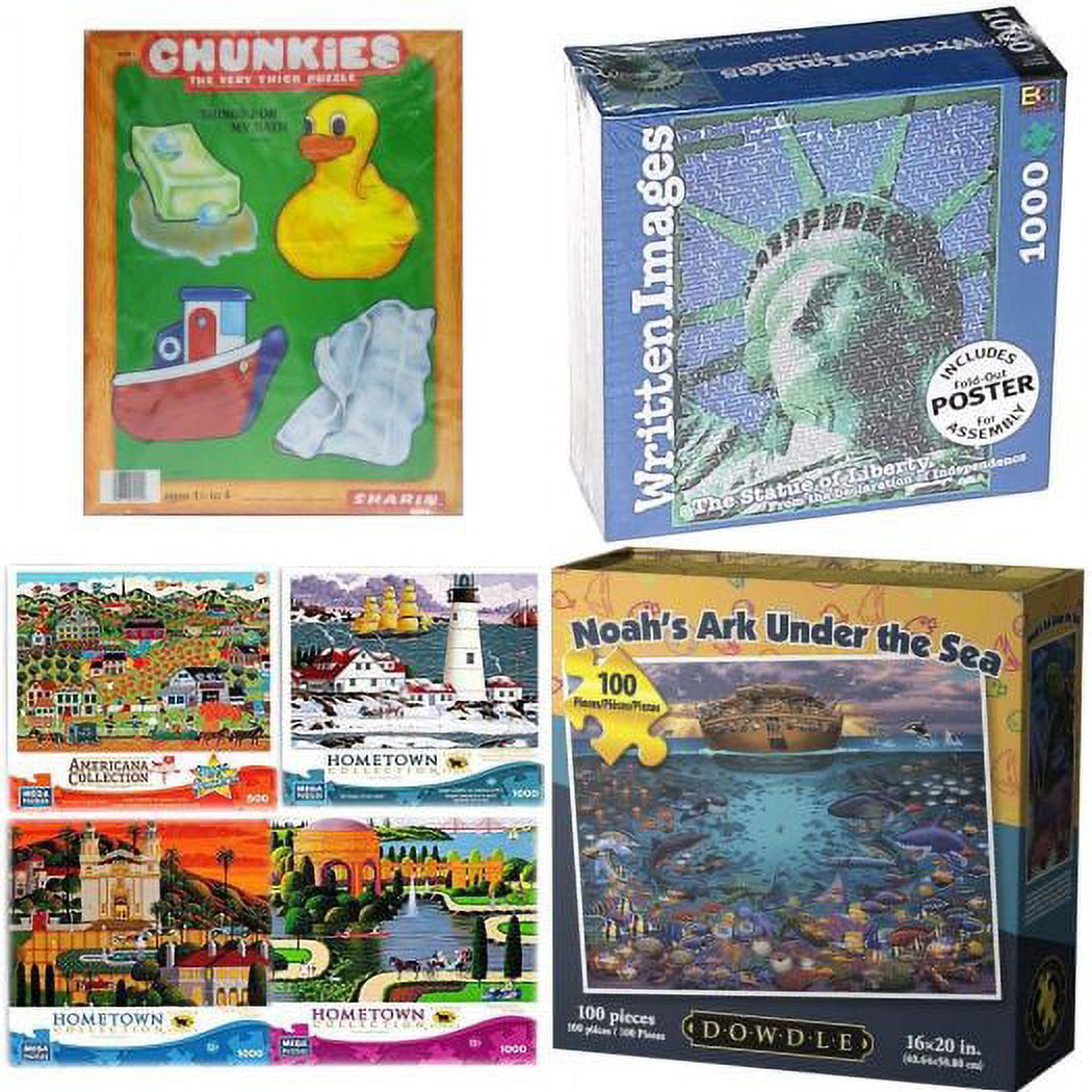 Assorted Puzzles 4 Pack Bundle: Vintage 1984 Sharin Chunkies Tray ...