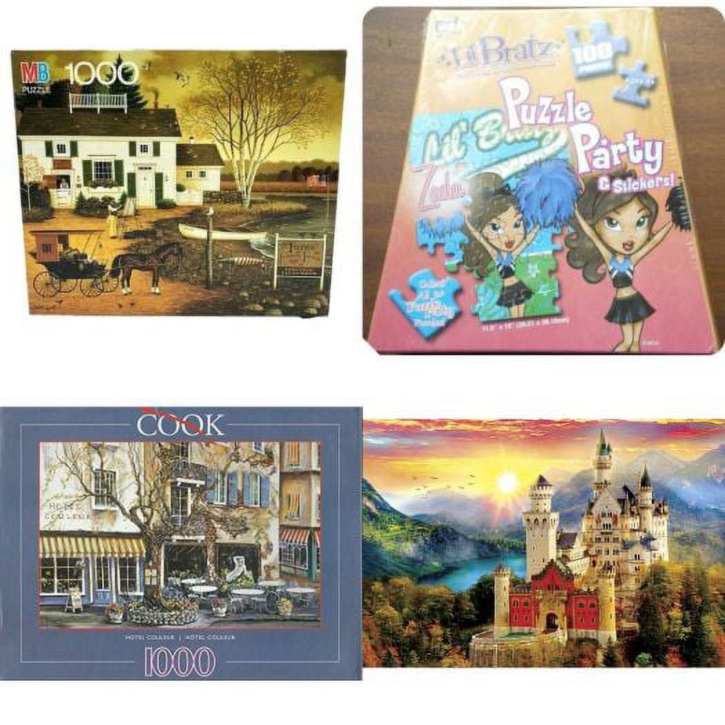 Assorted Puzzles 4 Pack Bundle: Vintage 1991 Milton Bradley Charles Wysocki Americana Birch ...