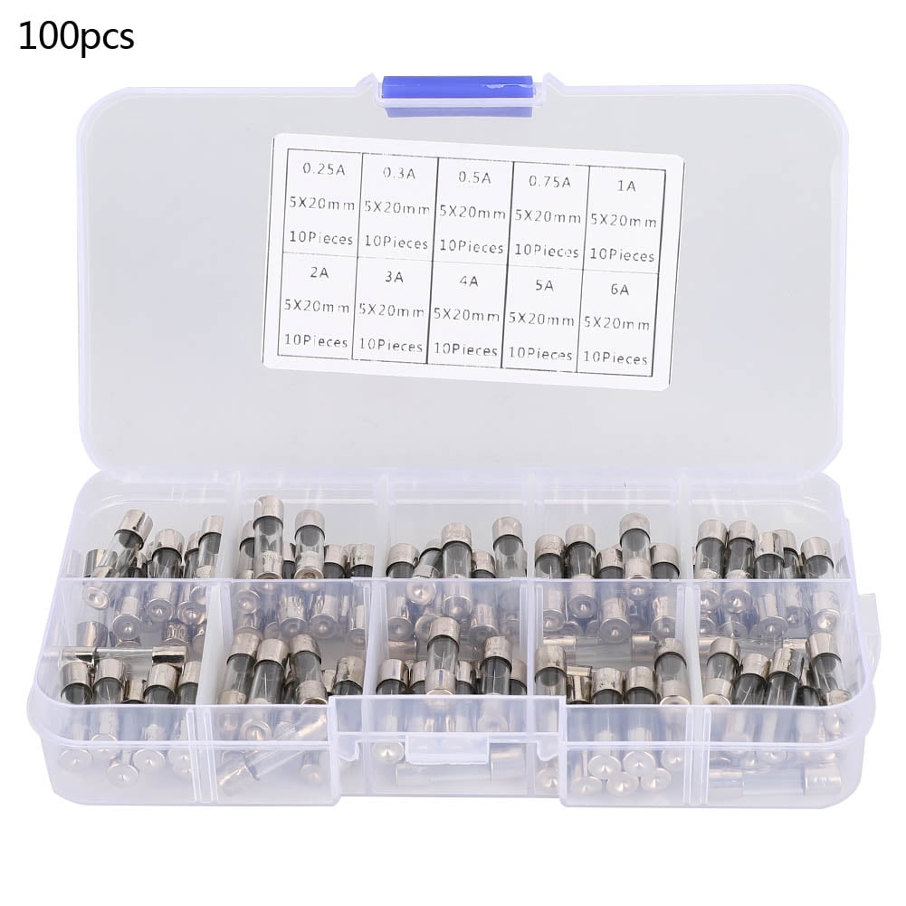 Assorted Ranks 0.25A-6A, Flat Head Design 5x20mm Glass Tube Fuse Kit ...