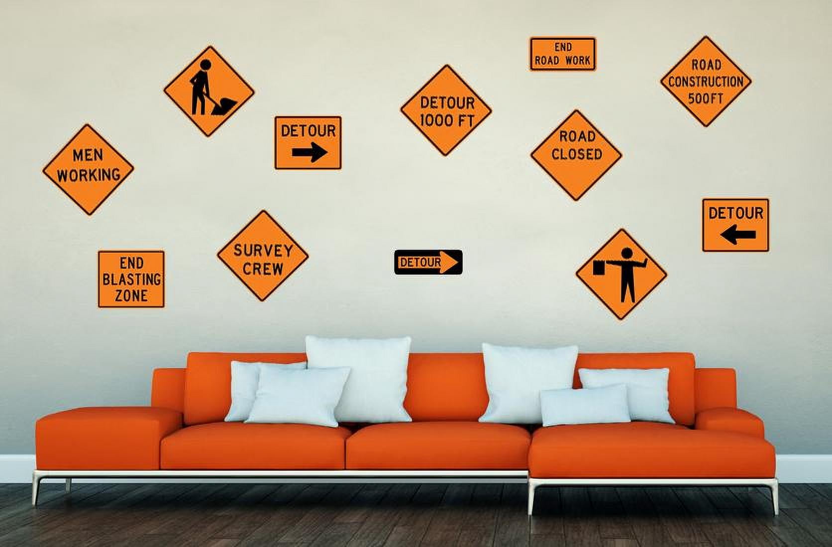Assorted Road Work Signs Wall Decal Sticker Set by Wallmonkeys Peel and ...