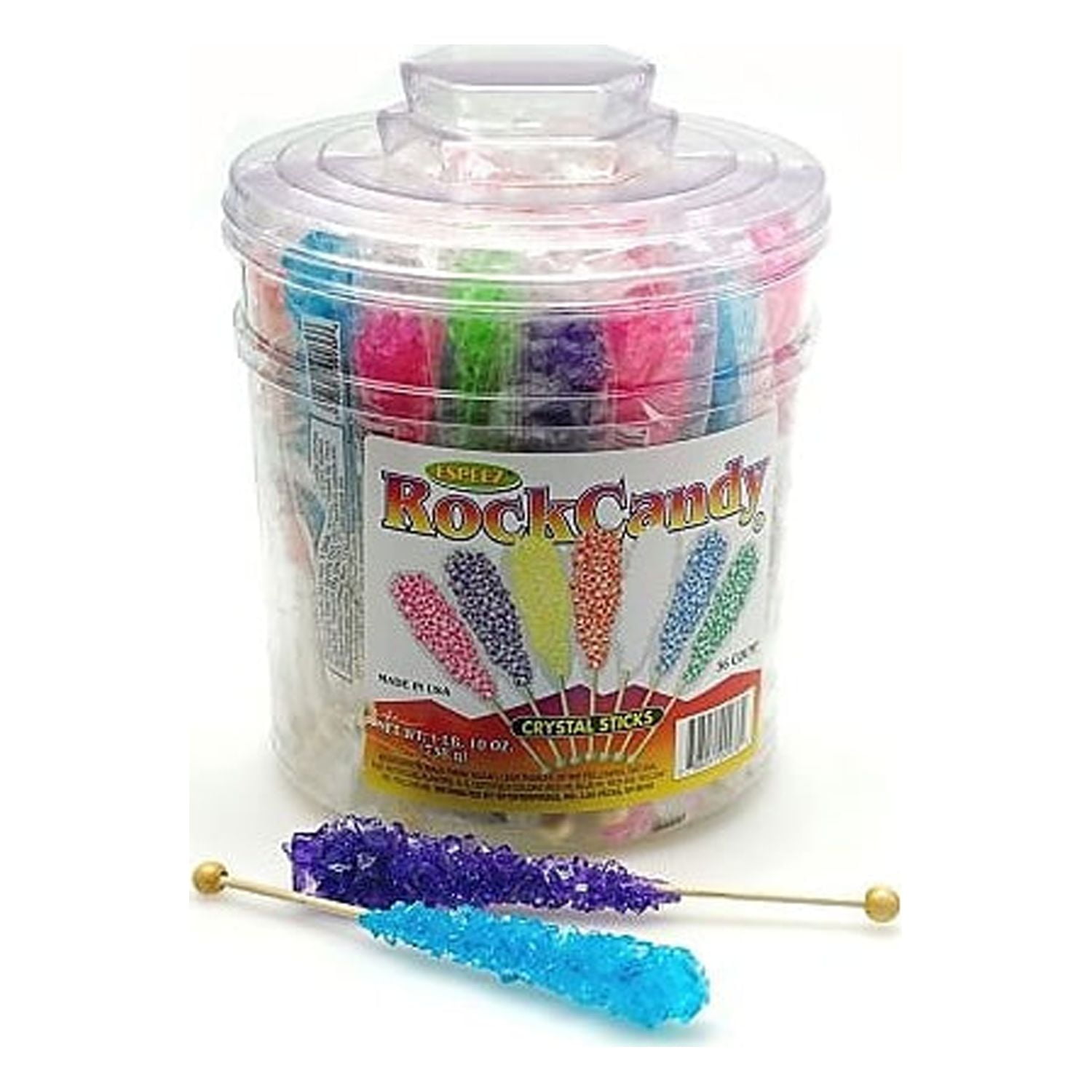 Espeez Assorted Hard Rock Candy Sticks, Crystal Cotton Flavors, 36 Ct ...