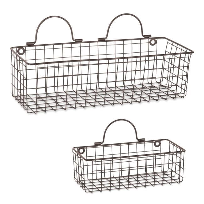 Assorted Rustic Bronze Wire Wall Basket - Set of 2 - Walmart.com