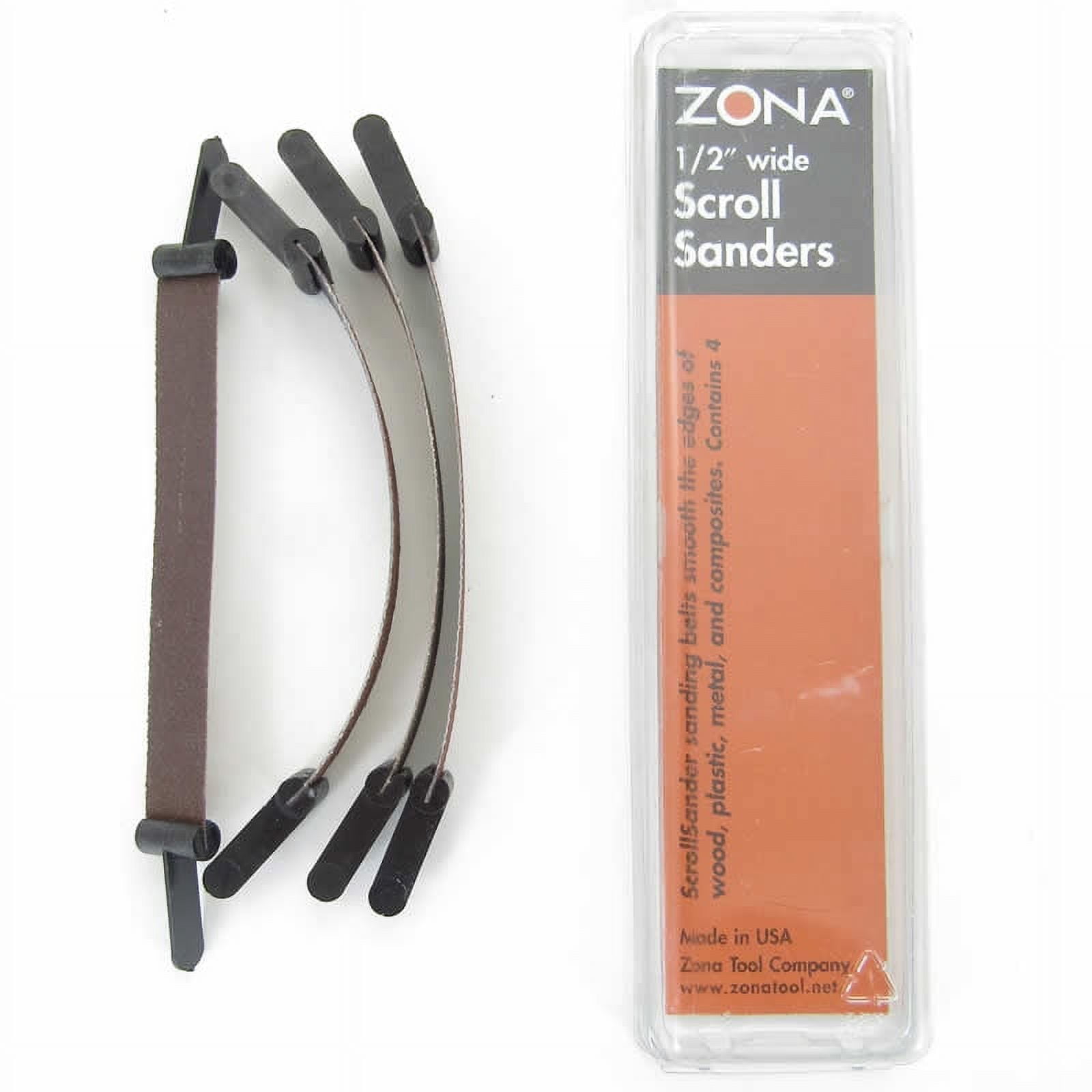 Assorted Scroll Sanders 80, 120, 180, 220 Grit .5in Wide Zona Tools ...