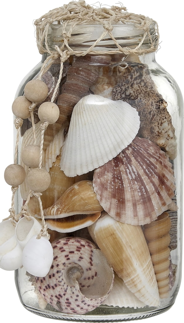 Assorted Seashells Shells in Jar with a Abaca Bow 3.5x6" - Walmart.com