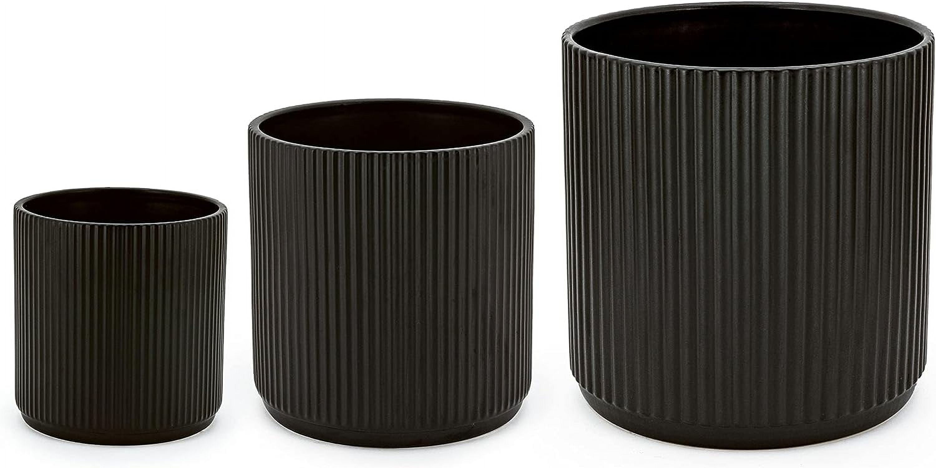Assorted Sizes Fluted Ceramic Round Indoor Outdoor Planters with ...