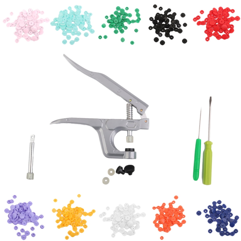 Assorted Snaps and Snap Pliers Set, 150 Sets T5 Buttons Hand Pressing ...