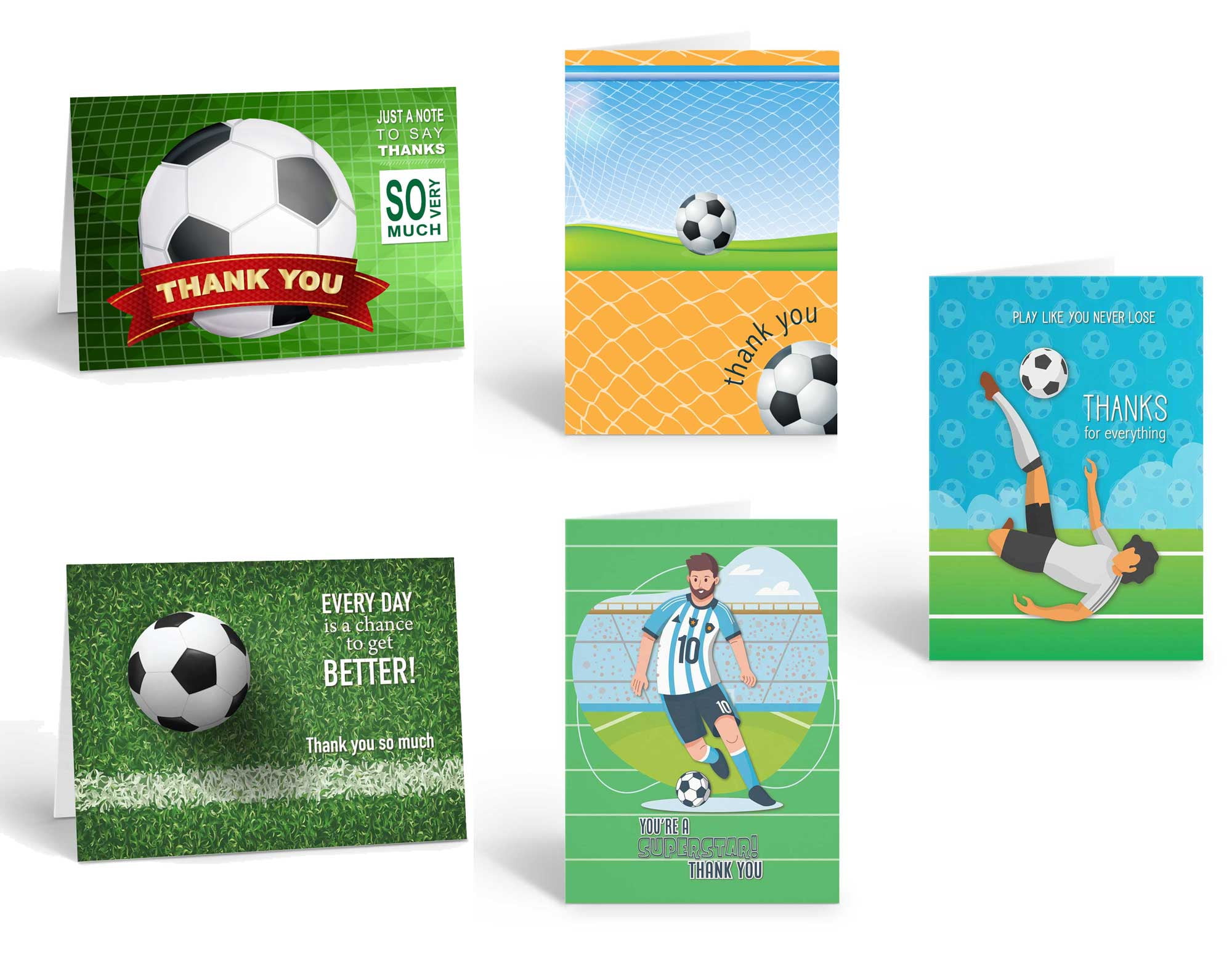 Assorted Soccer Thank You Note Cards - 10 Thank You Note Cards and ...