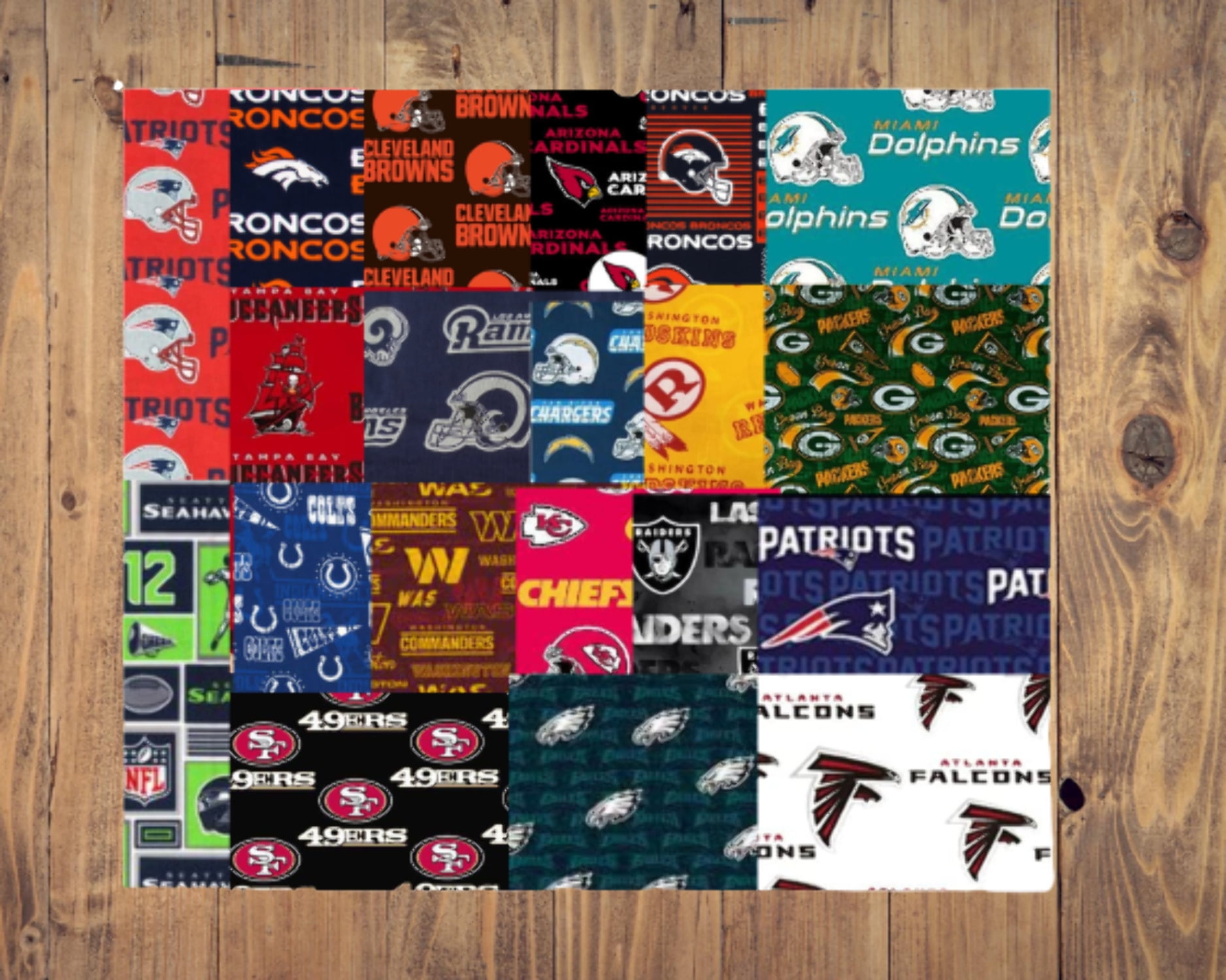 Assorted Sport Teams Football Licensed Cotton Fabric - 3 lb Scrap ...