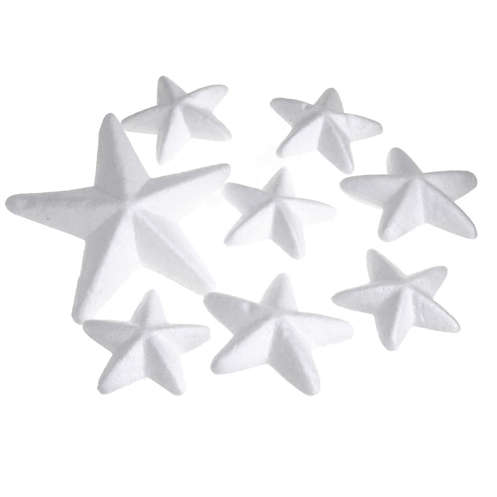 Assorted Stars Polyfoam DIY Project, White, 8-Piece - Walmart.com