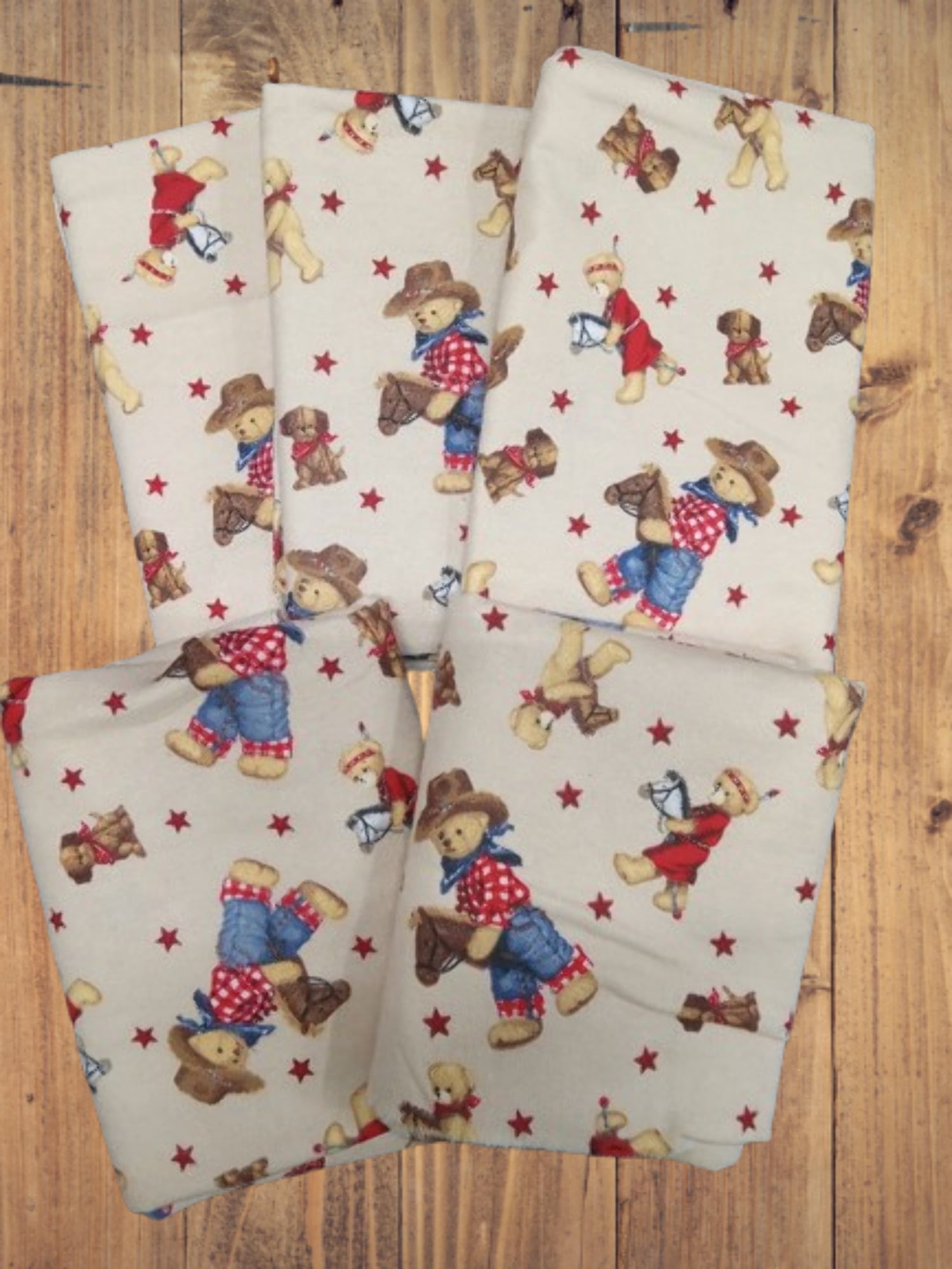 Assorted Teddy Bear Western Flannel 15" - 27" Pieces Fabric - 1 lb ...