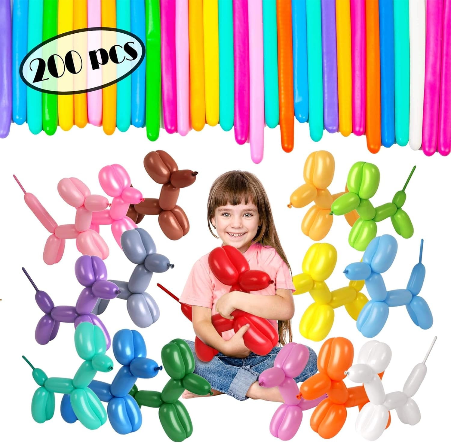 Assorted Twisting Balloons - Long Balloons and Pump - 400 Pack ...