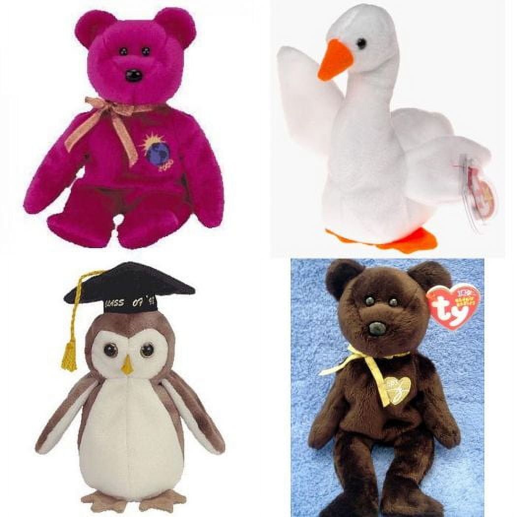 Assorted Ty Beanie Baby 4 Pack Bundle: Ty Millennium the Bear Beanie ...