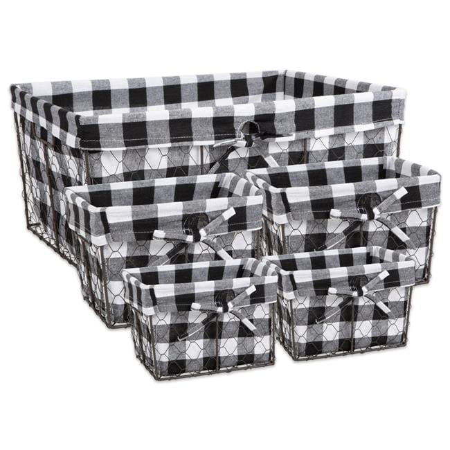 Assorted Vintage Grey Chicken Wire Black & White Check Liner Basket ...