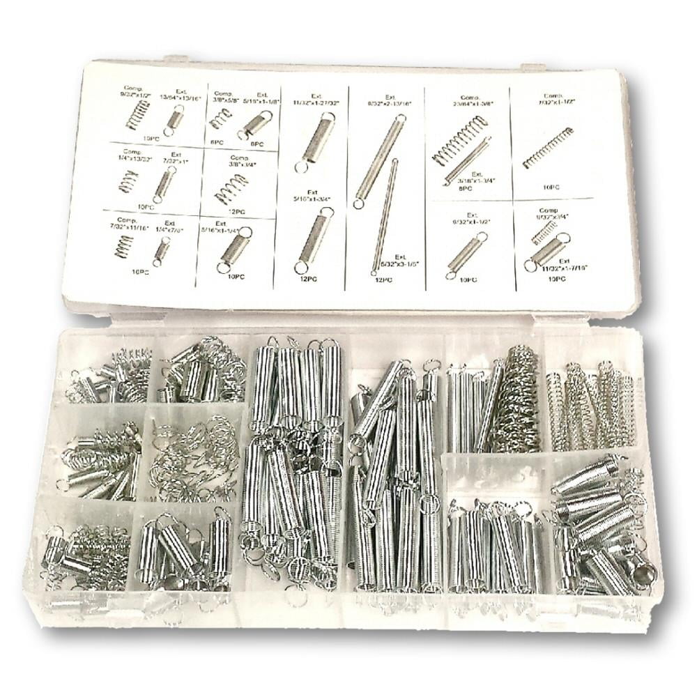 Assorted Zinc Plated Steel Compression and Extension Spring 200 Pc Kit ...