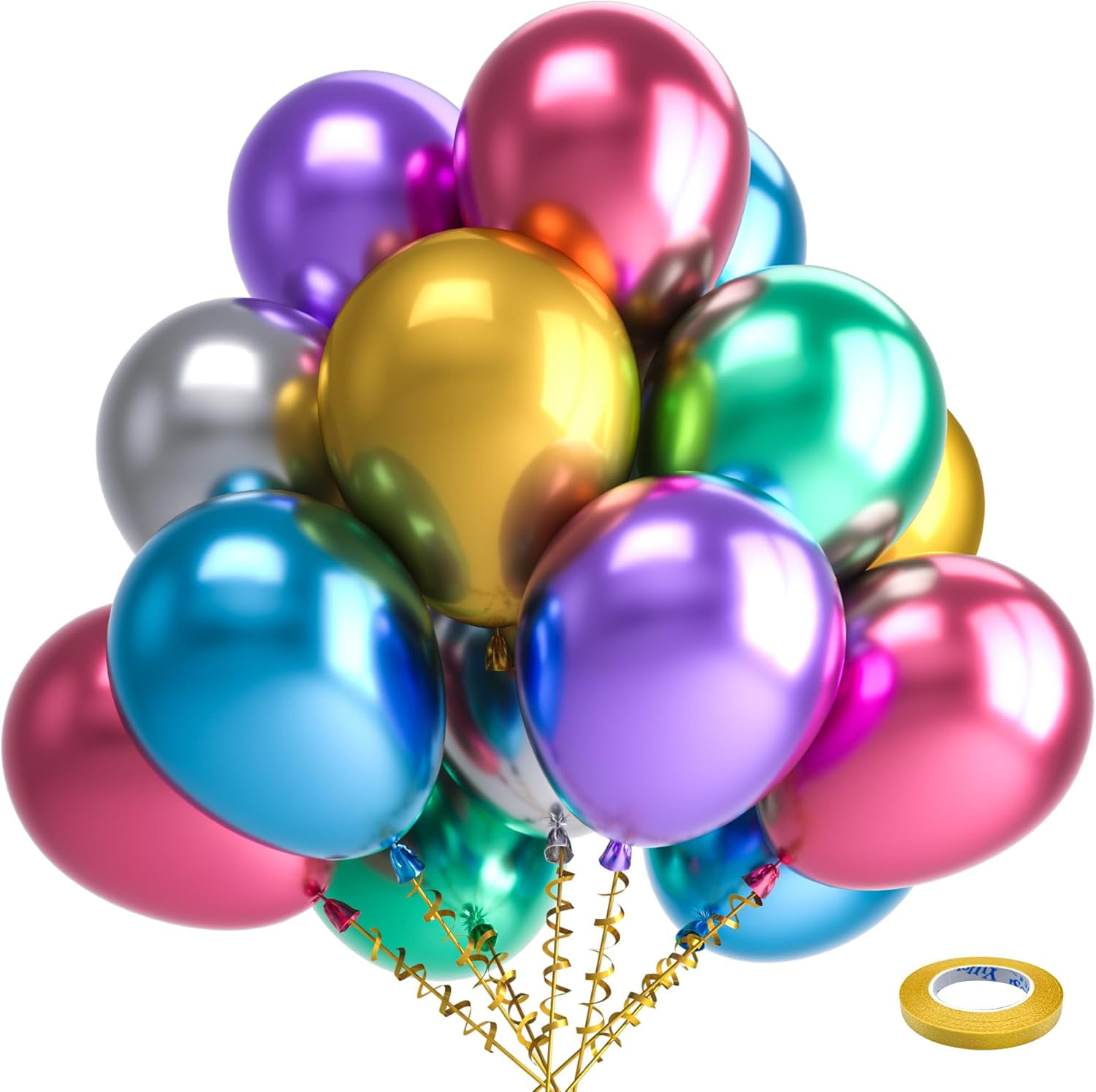 Assorted rainbow latex balloons, round helium bright balloons for ...