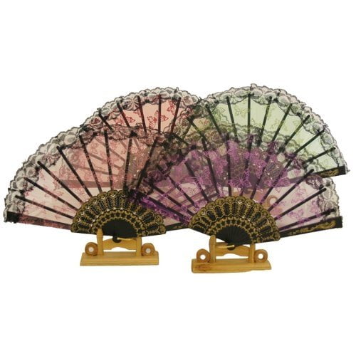 Assortment of four (4) Oriental Feng Shui Hand Fan- Sequin - Walmart.com