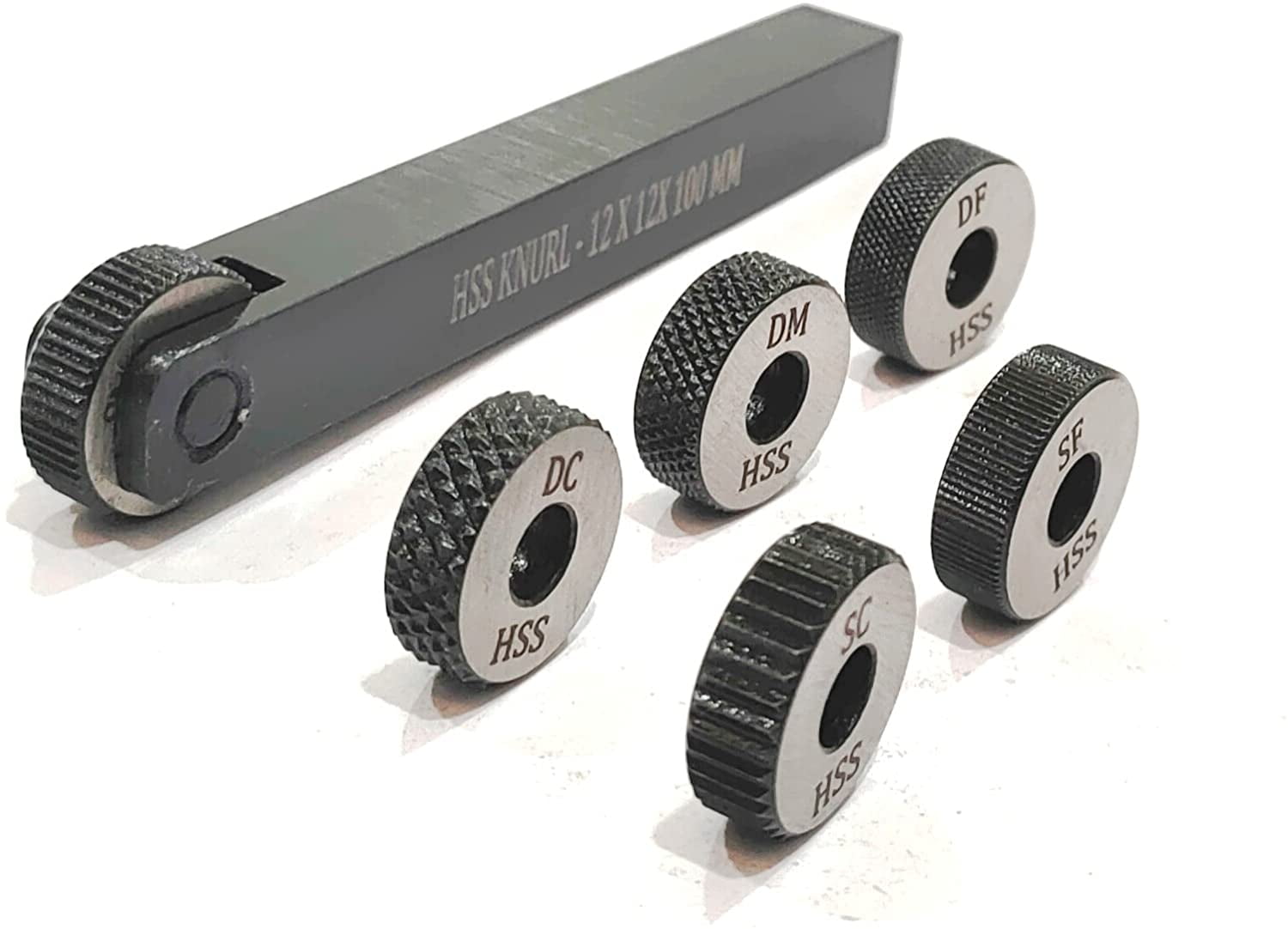 Assorts Single Wheel Knurling Tool Holder With 5 Spare Hss Knurls (12 X ...