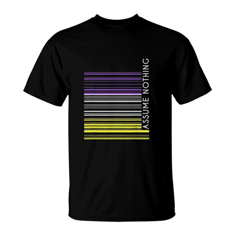 Assume Nothing Nonbinary Flag Barcode Enby Genderqueer Lgbt TShirt ...