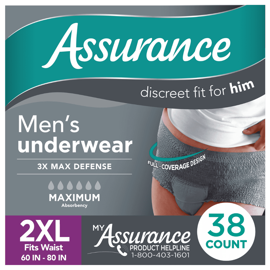 Assurance Men's Incontinence Underwear, XXL , Maximum Absorbency (38 ...