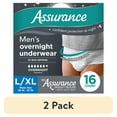 2 Pack Assurance Mens Incontinence Underwear Large Overnight 16