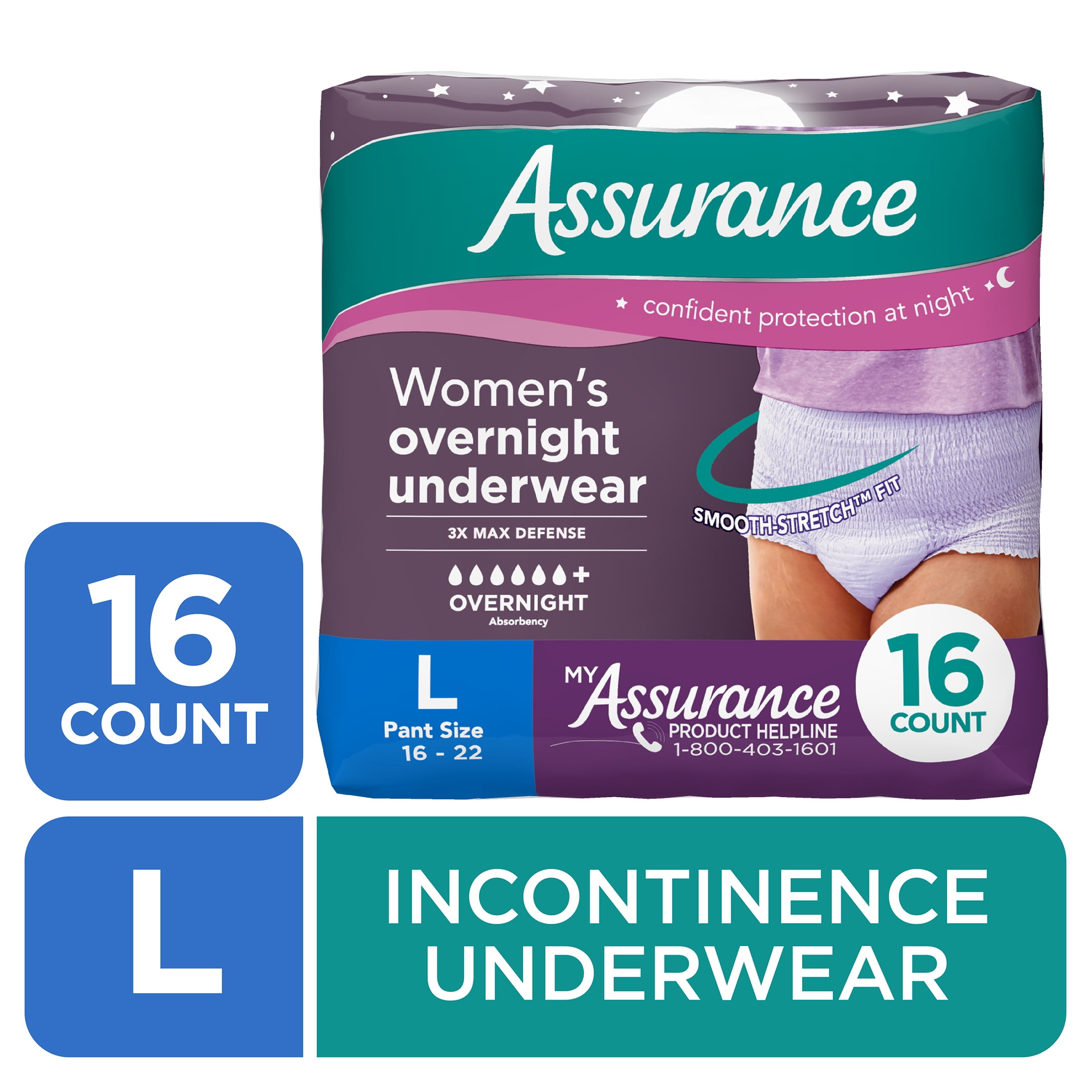 Assurance Women' Overnight Underwear - Walmart Business Supplies
