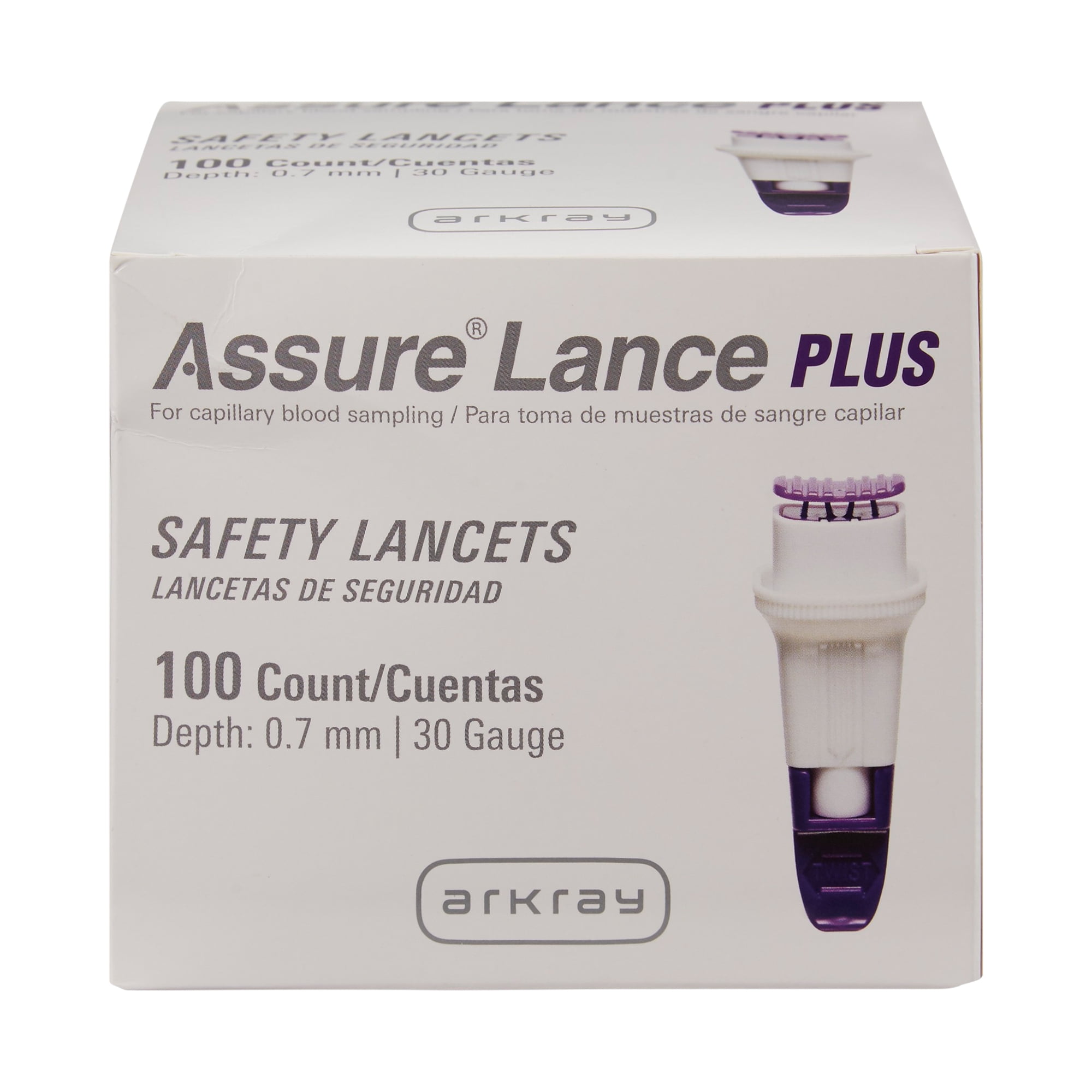 Assure Safety Lancet, Push Button Activation - 30 Gauge, 0.7 mm, 100 ...