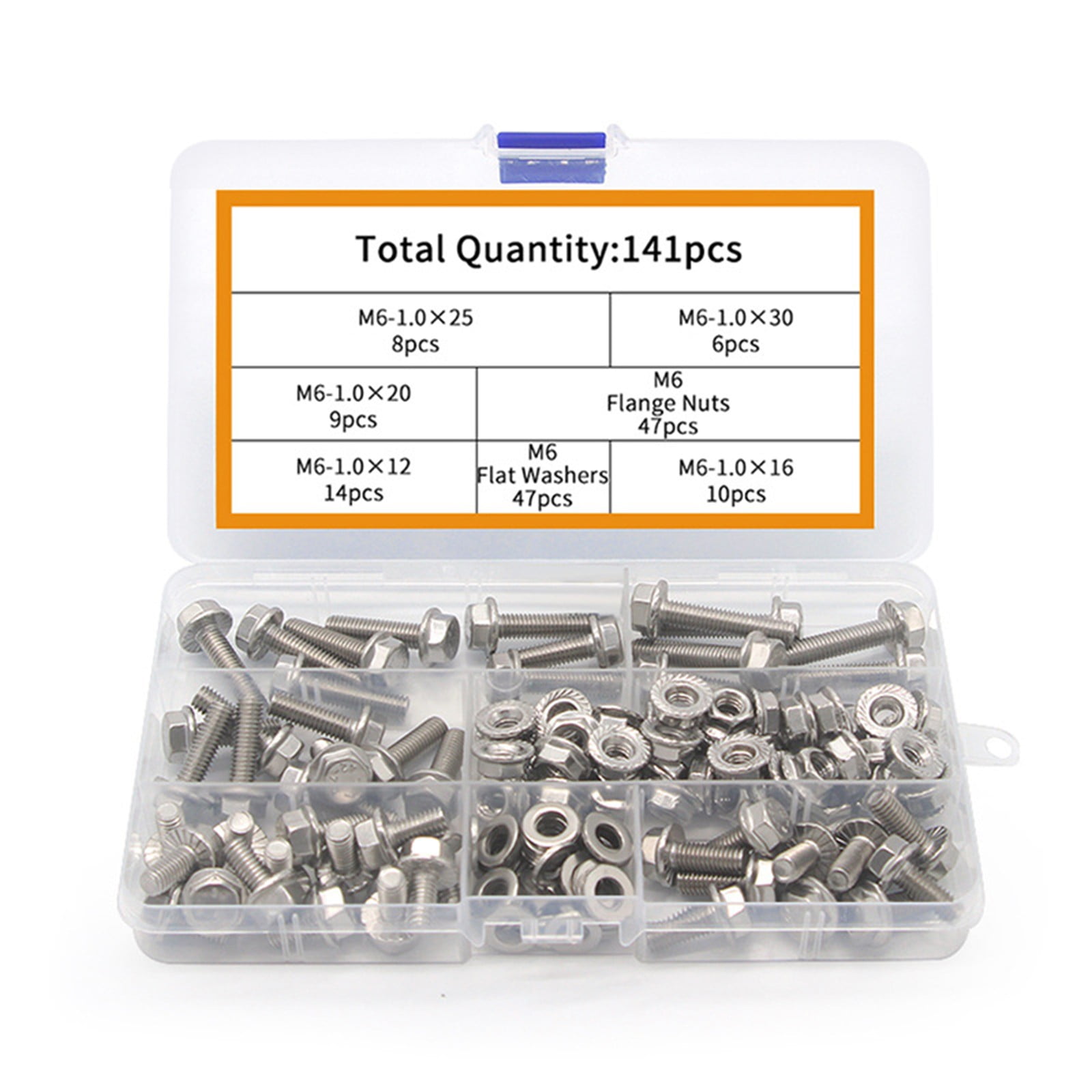 Assured 141 Piece Stainless-Steel M6 Flange Bolt Set With Compatible ...