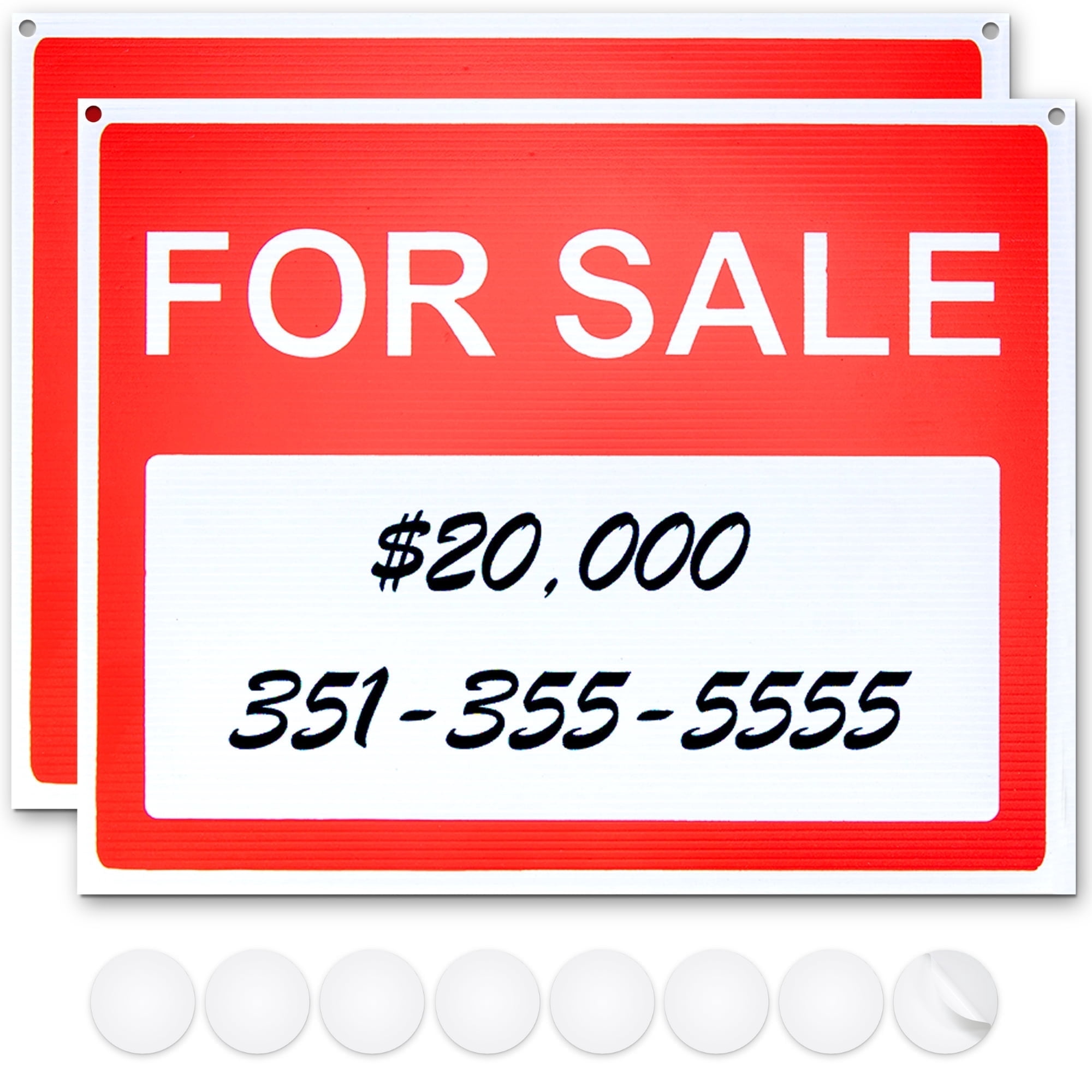 Assured Signs For Sale Signs for Vehicles, 14.25x11.25 inches, Red and ...