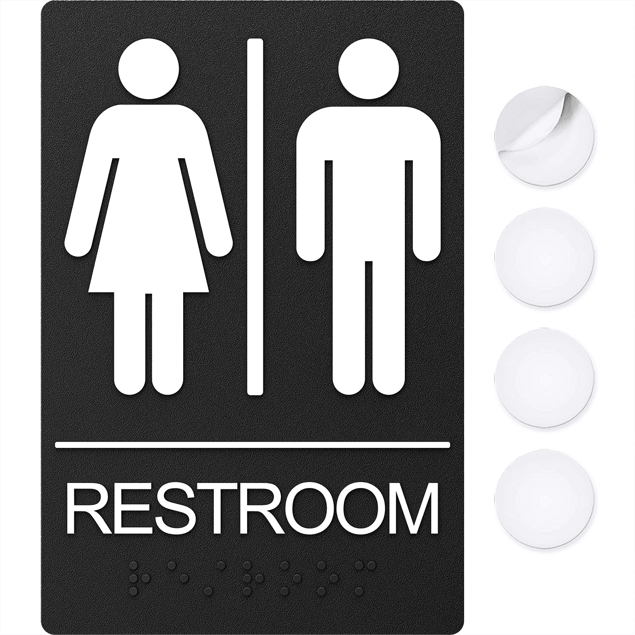 Assured Signs Restroom Sign for Wall | Bathroom Signs | 9 by 6" | Black ...