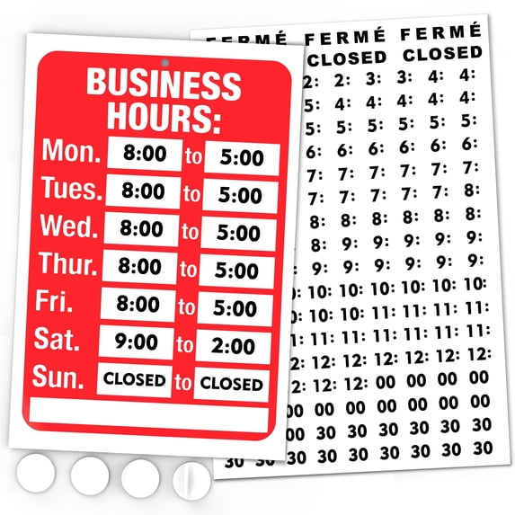 Assured Signs Business Hours Sign, 7.7x11.7 inches Red and White ...