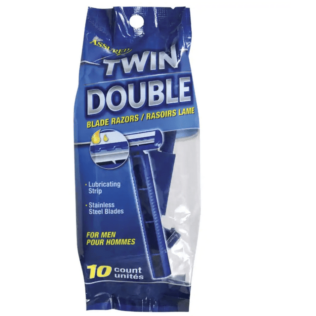 Assured Twin Blade Disposable Razors with Lubricating Strips, 10-ct ...