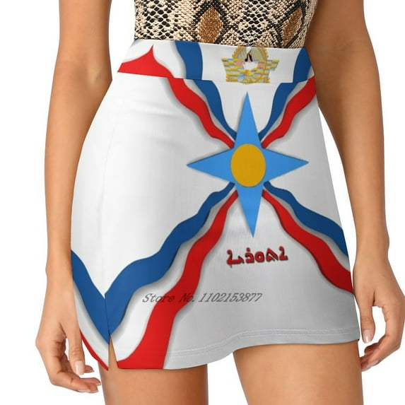 Assyrian Flag New Women Skirts Double-Layer Printed Short Dress Mini ...