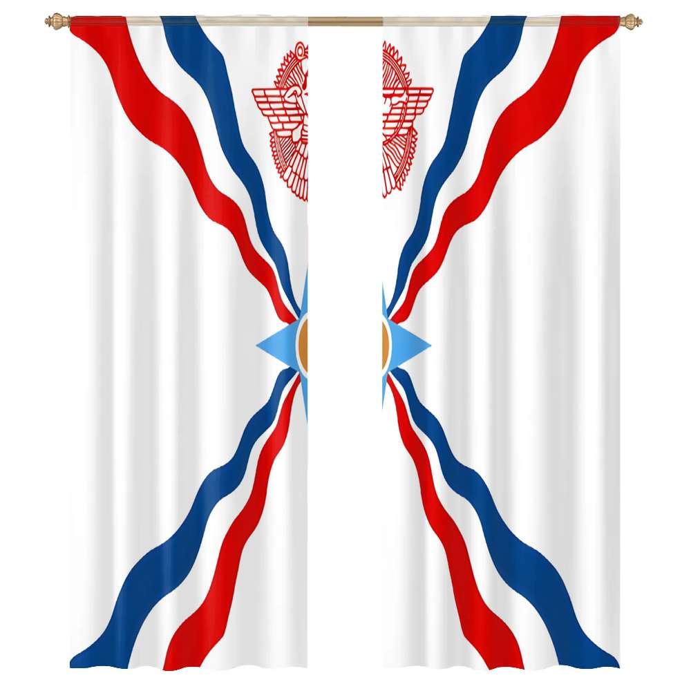 Assyrian Flag Sheer Voile Curtain Window Tulle Curtains For Living Room ...