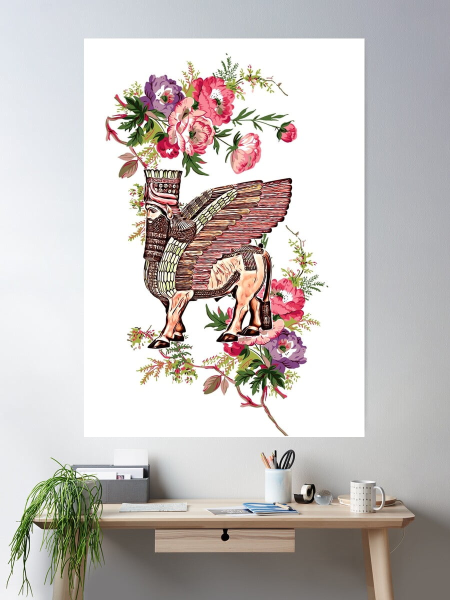 Assyrian Lamassu Garden Poster Wall Art, Modern Wall Decor For Living Room Bedroom, 24x36 ...