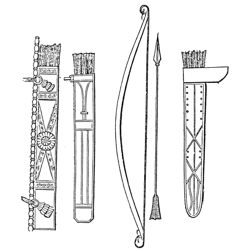 Assyrian Weapons. Nancient Assyrian Bow Arrow And Quivers. Wood ...