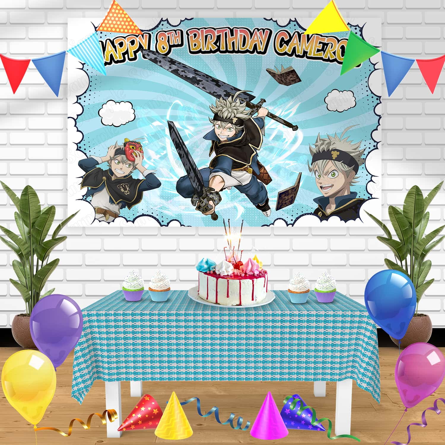 Asta Black Clover Birthday Banner Personalized Party Backdrop ...