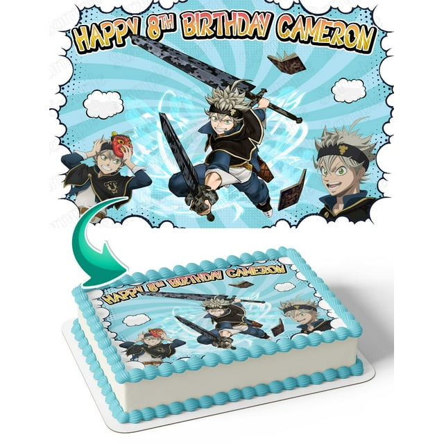 Asta Black Clover Edible Cake Image Topper Birthday Cake Banner 1/4 ...