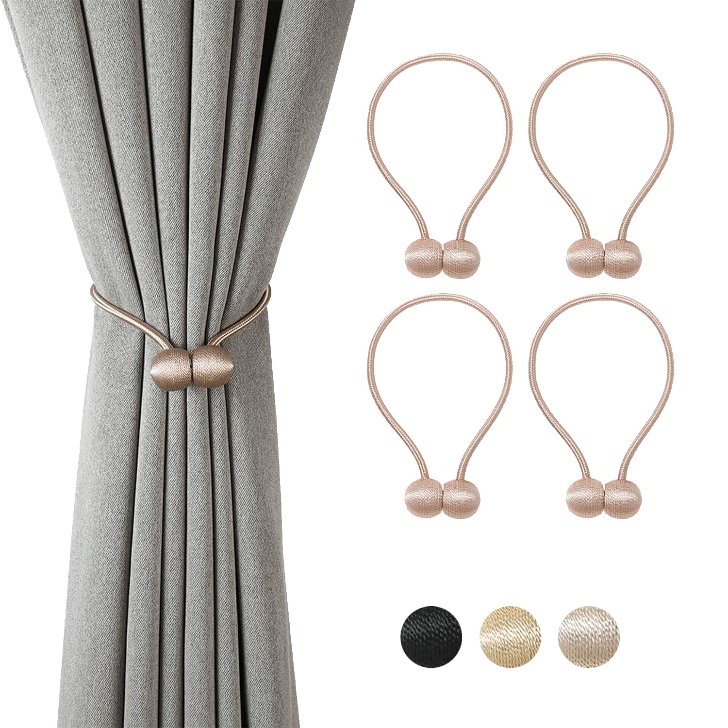 Astarin 4 Pcs Magnetic Curtain Tiebacks, Decorative Drape Ties for Home ...