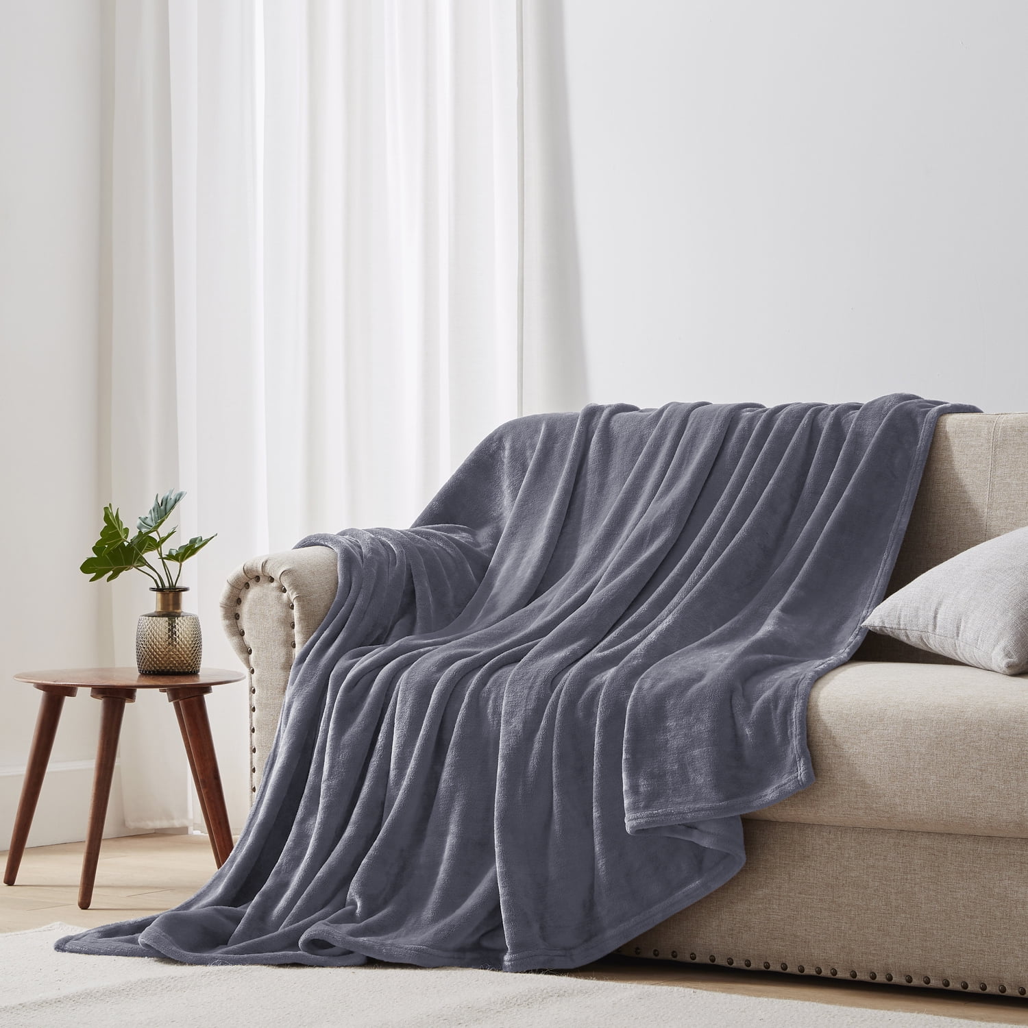 Astarin Soft Solid King Size Throw Blanket for Couch & Bed, Dark Gray ...