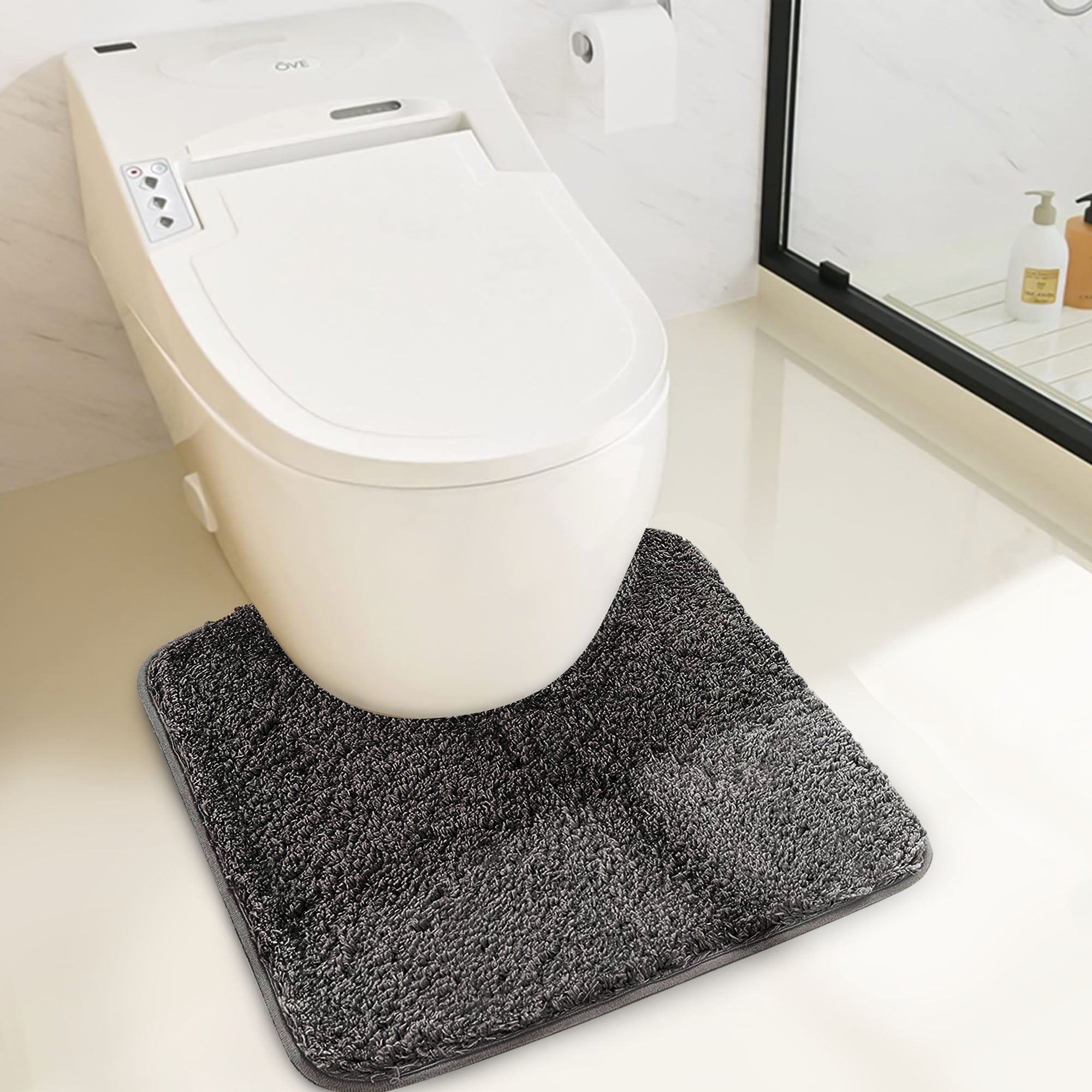 Astarin U-Shaped Toilet Rug, Soft Microfiber, Non-Slip, Absorbent ...