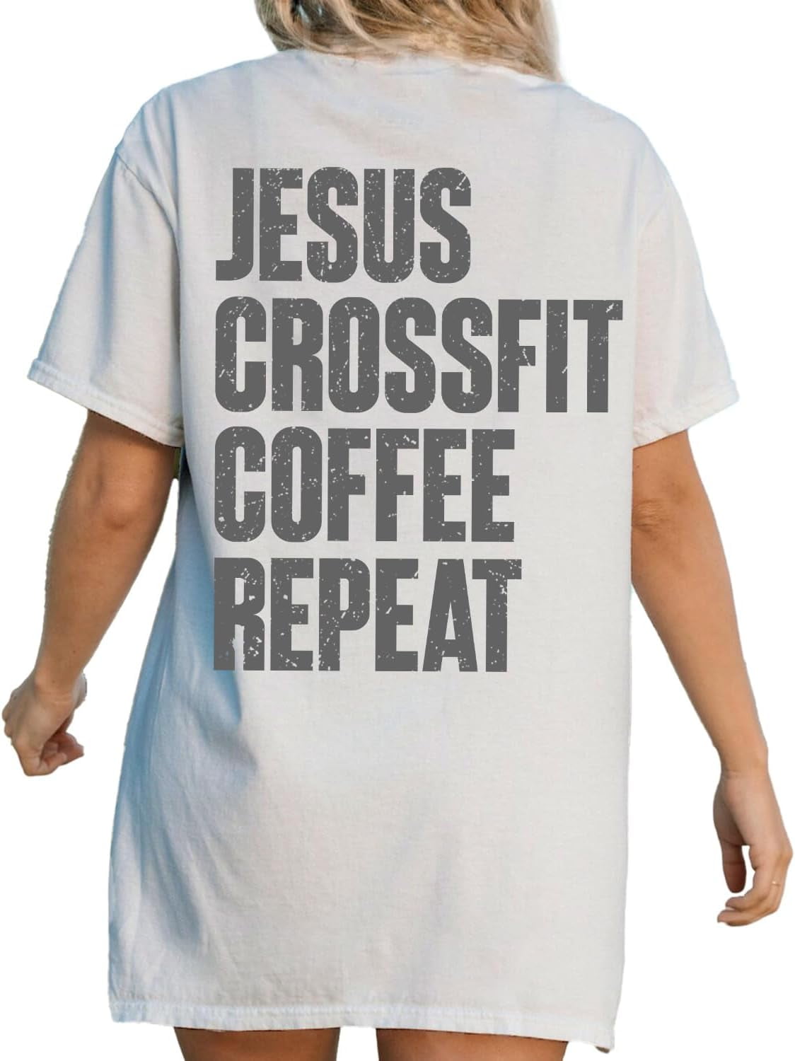 Jesus Crossfit Coffee Repeat Shirt - Christian Gym Tee, Back Print ...