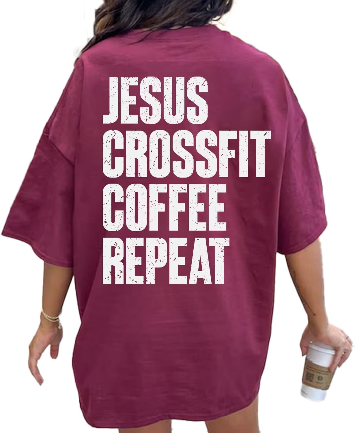 Jesus Crossfit Coffee Repeat Shirt - Christian Gym Tee, Back Print ...