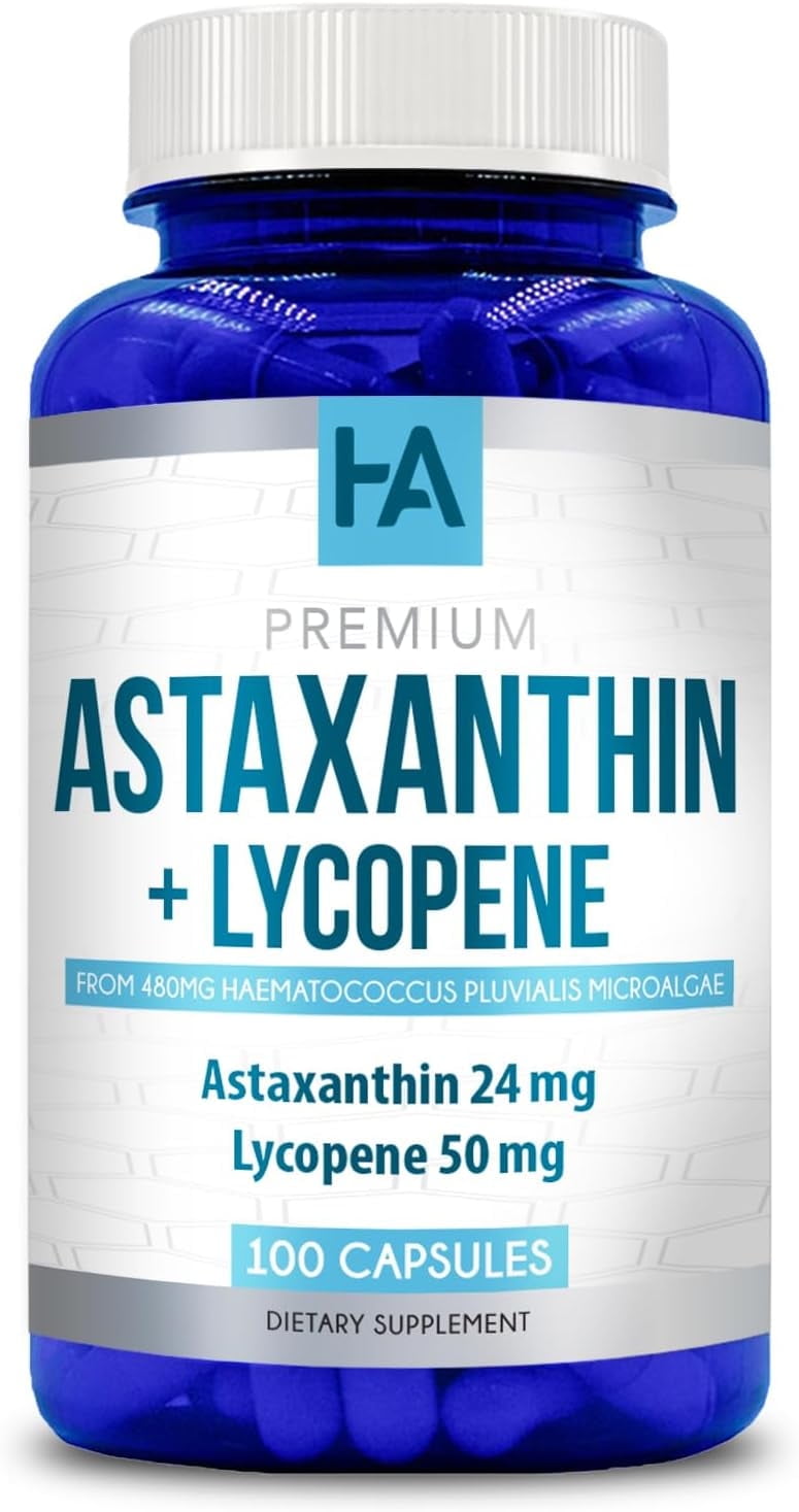 Healing Awakening Astaxanthin 24mg + Lycopene 50mg - 100 Vegetarian ...