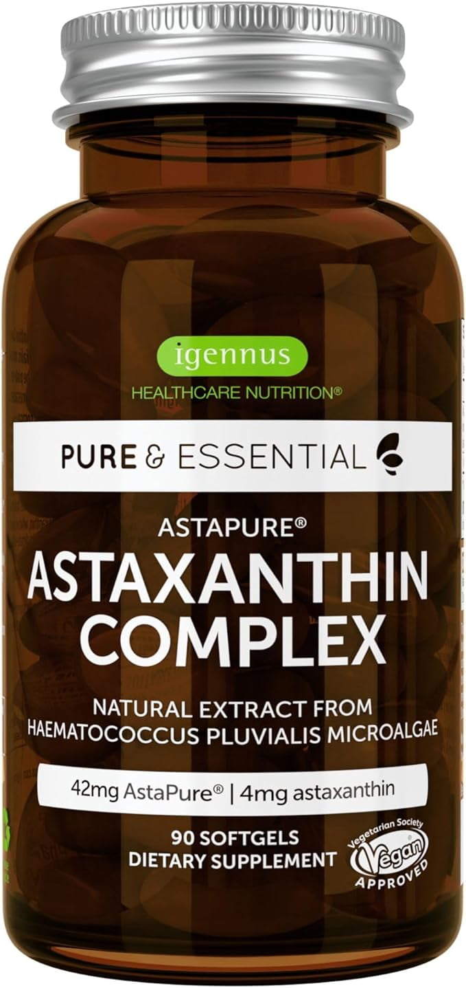 Astaxanthin Complex, Natural Algae Antioxidant for Eyes, Skin & Joints, 90 Vegan Astaxanthin ...