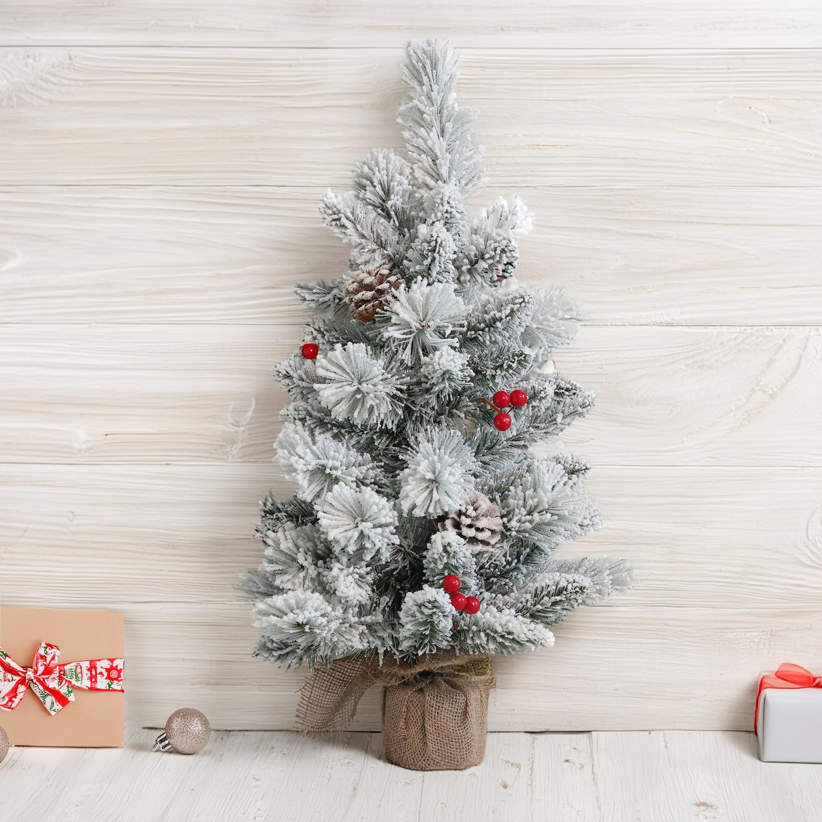 Astella 2ft Frosted Artificial Pre-Lit Christams Tree with timer and ...