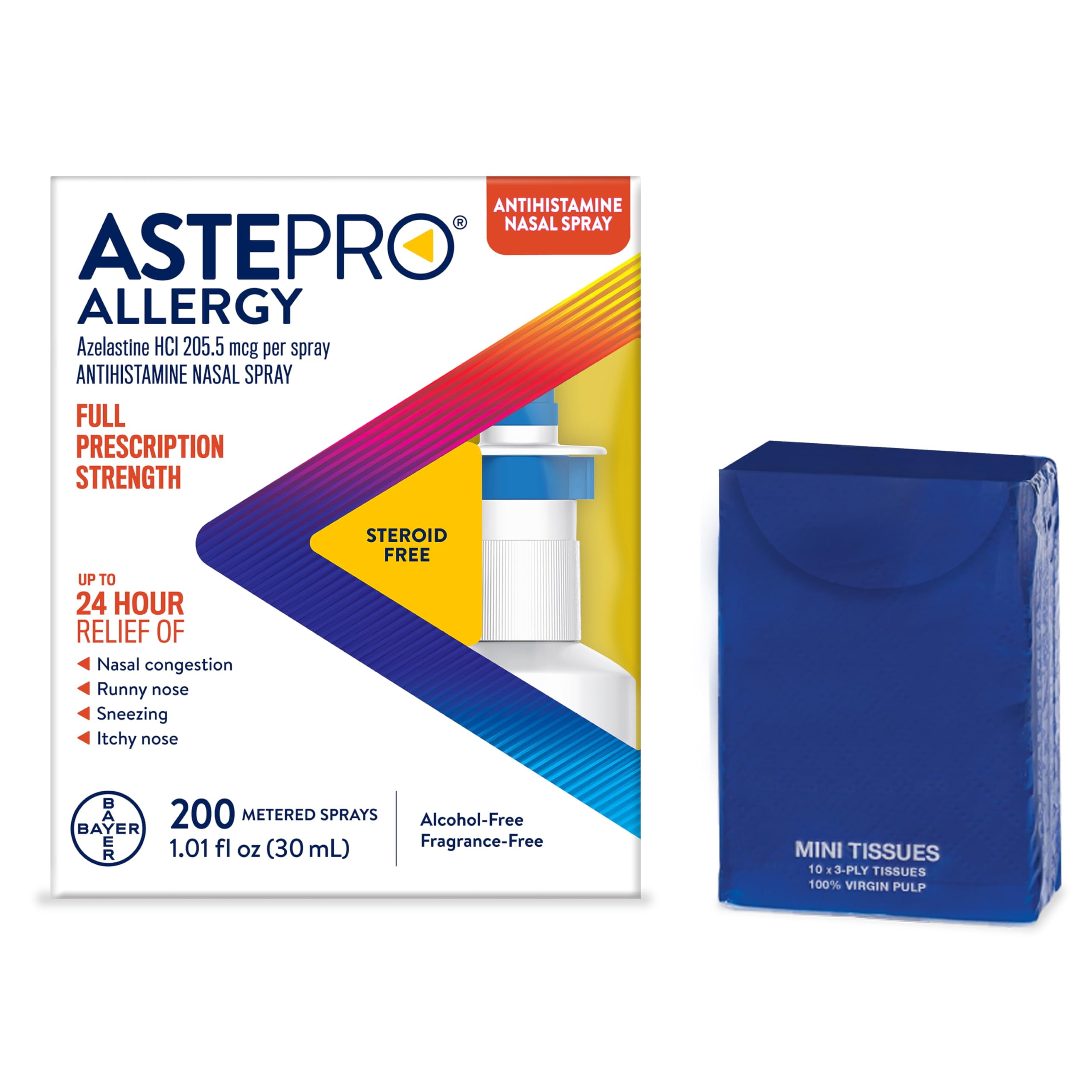 Astepro Nasal Spray and Tissue Bundle, BSL1 24-Hour Allergy Relief ...