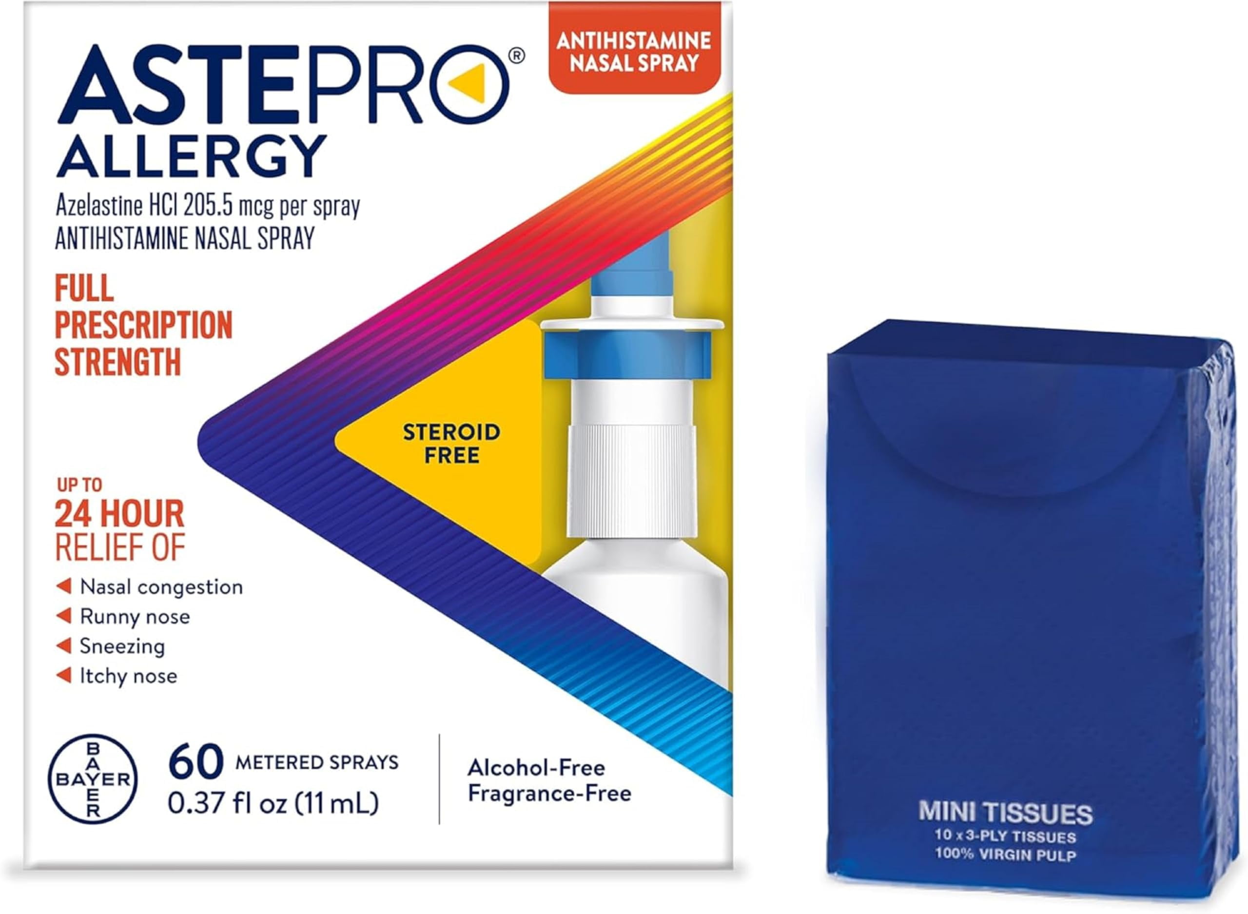 Astepro Nasal Spray and XEF1 Tissue Bundle, 24-Hour Allergy Relief ...