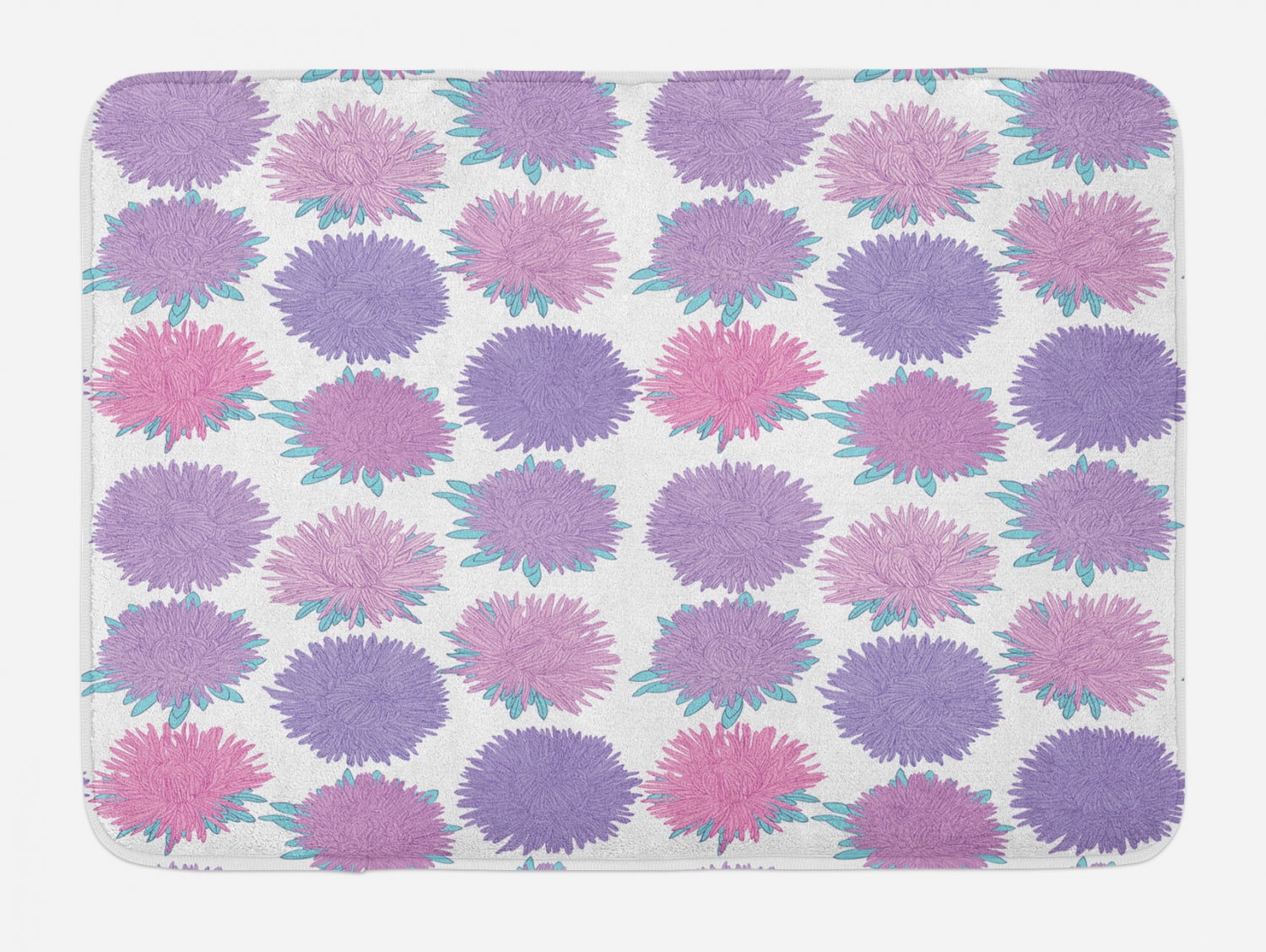 Aster Bath Mat, Feminine Romantic Composition with Purple Shades ...