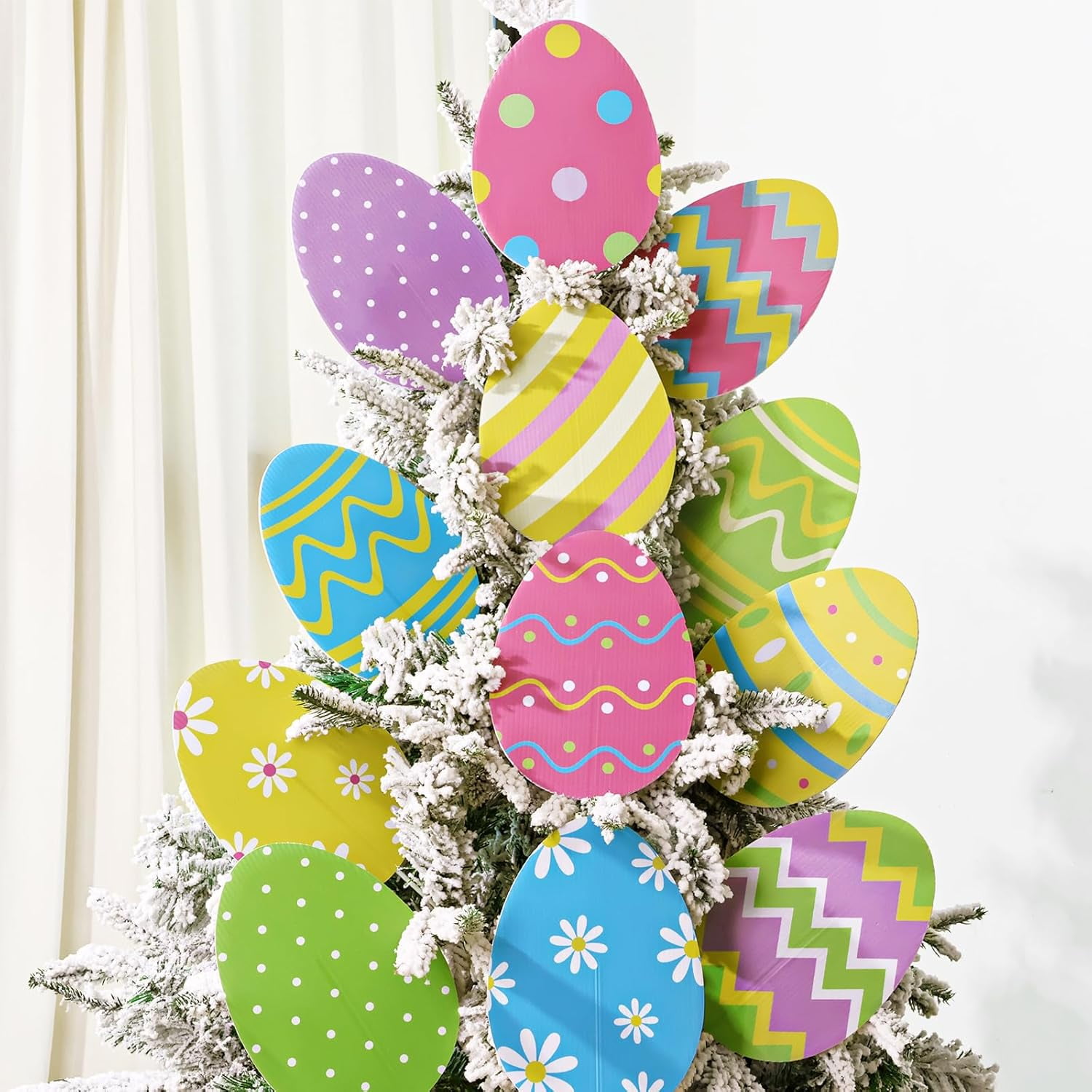 Aster Decorations Egg Tree Ornaments: 12 pcs Extra Large Pink Yellow ...